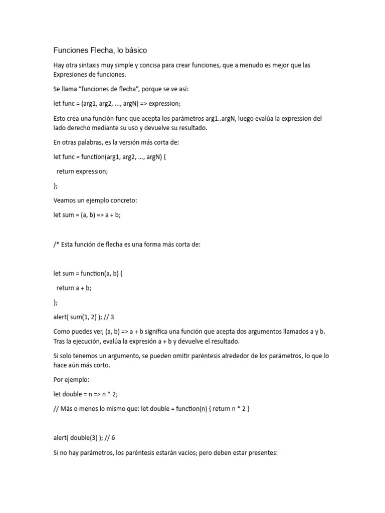 Funciones Flecha | PDF | Programación de computadoras | Informática