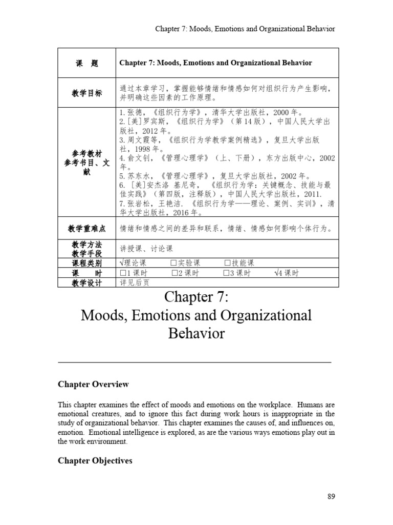 Chapter 7: Moods, Emotions and Organizational Behavior | PDF | Emotions ...