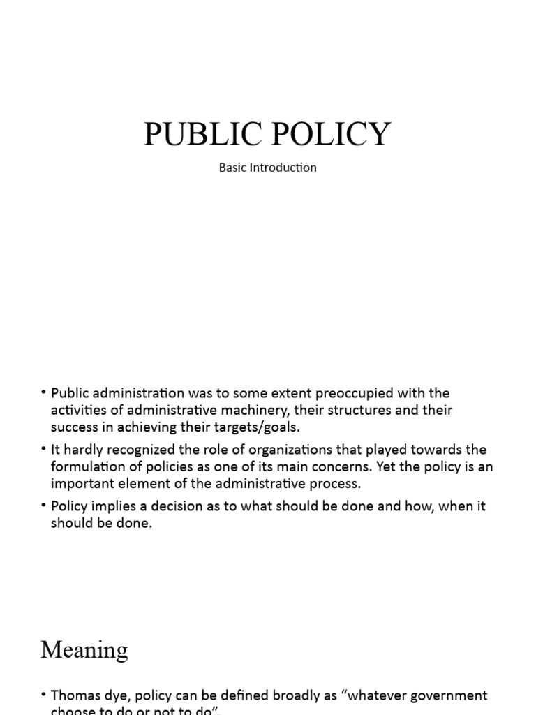 Public Policy - Basic Intro | PDF | Policy | Cabinet (Government)
