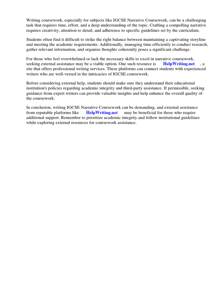 Igcse Narrative Coursework | PDF | Facebook | Linked In