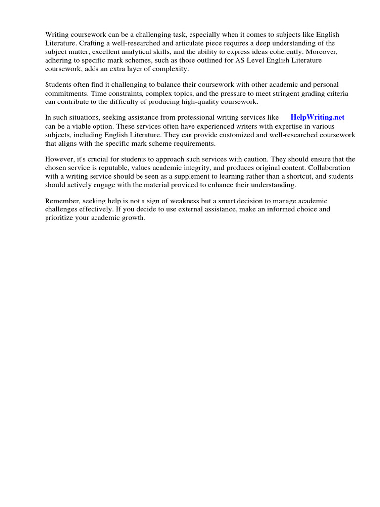 As Level English Literature Coursework Mark Scheme | PDF | Facebook | Linked In