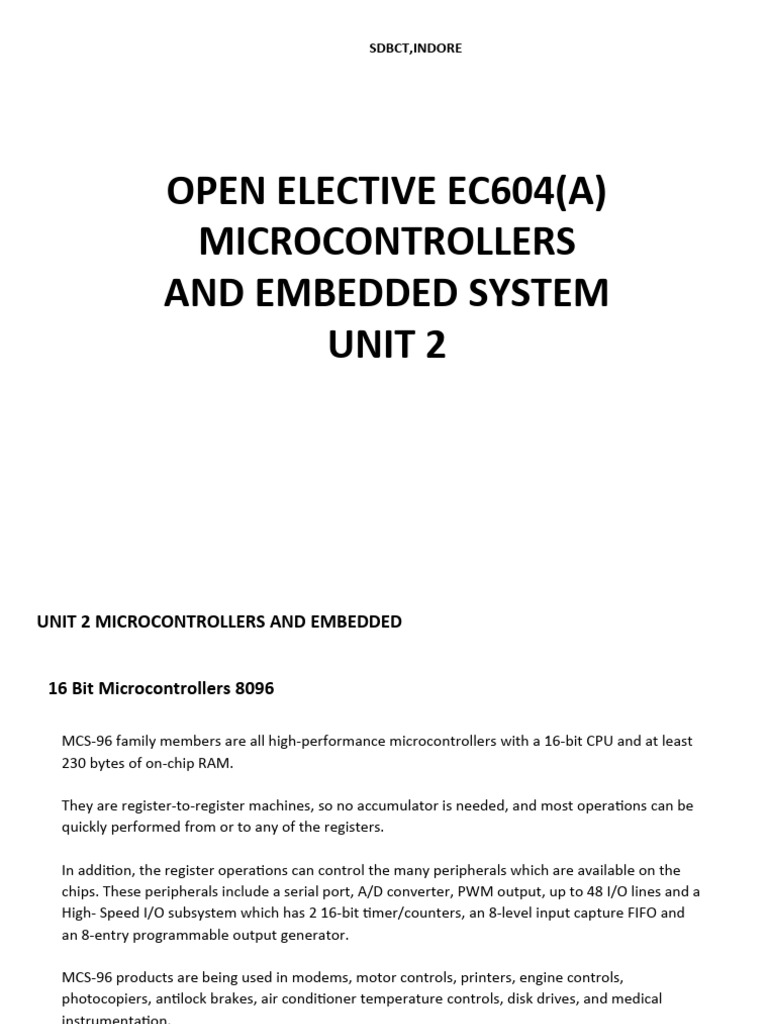 Unit 2 Microcontroller | PDF | Microcontroller | Integer (Computer Science)