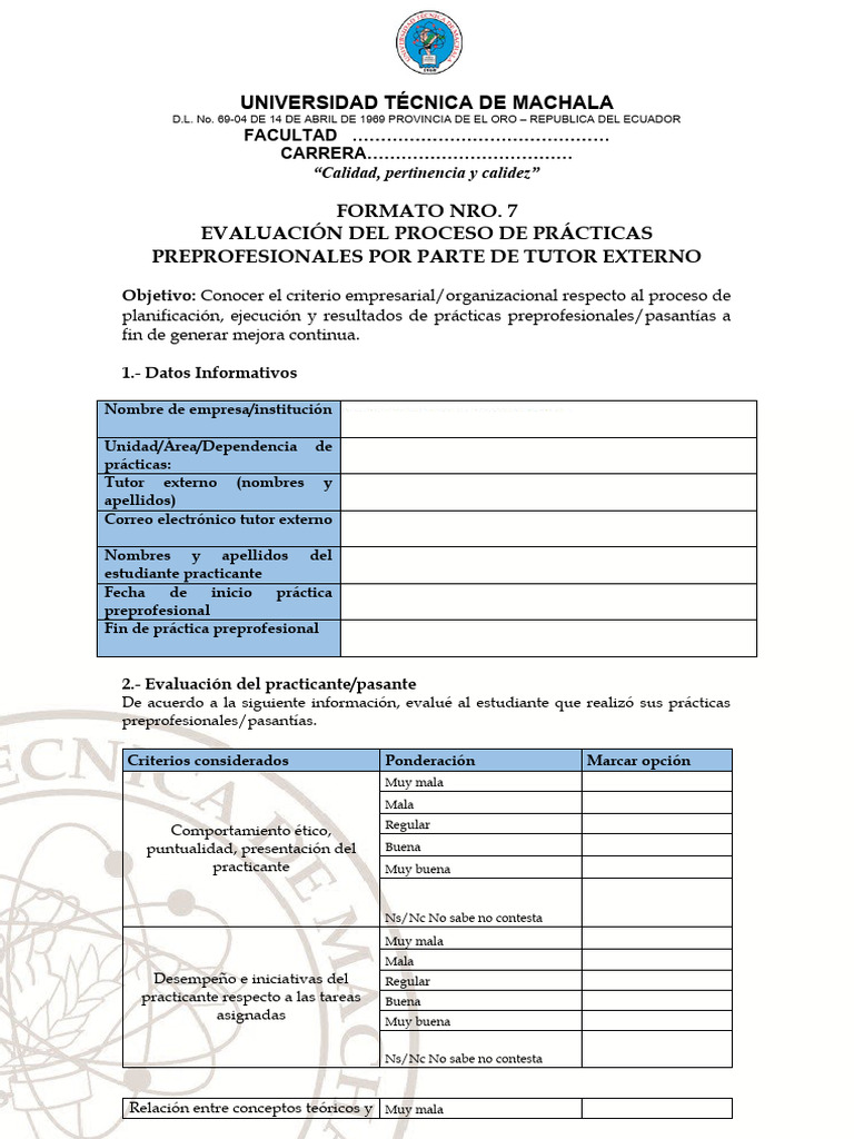 Formato7 Evaluacion Tutor Externo | PDF | Business
