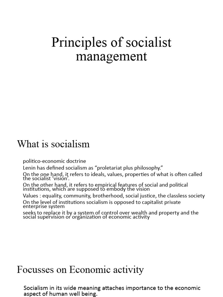Principles of Socialist Management | PDF | Socialism | Capitalism