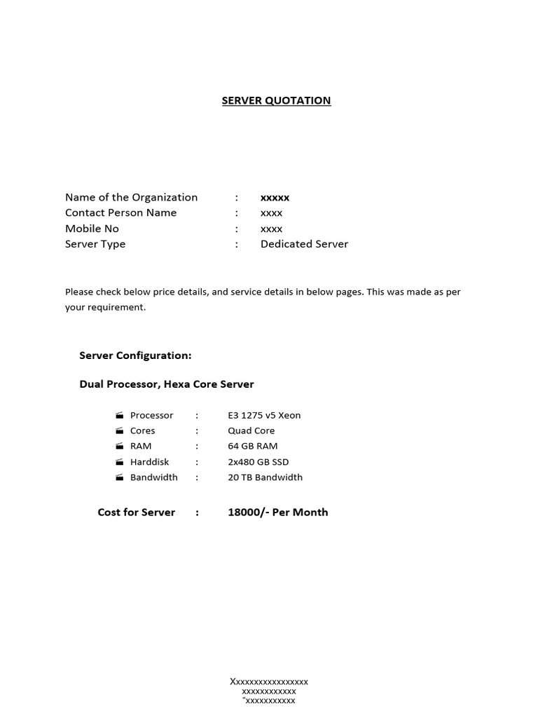 Dedicated Server Quotation | Download Free PDF | Solid State Drive ...