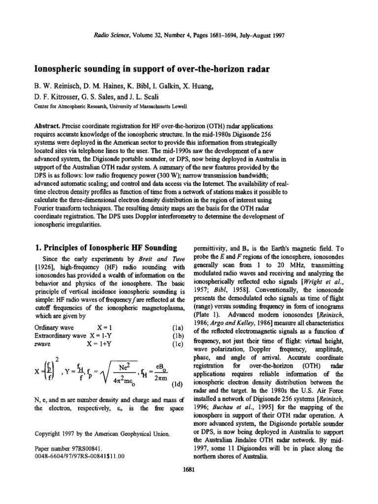 Ionospheric Sounding in Support of OTH Radar | PDF | Digital Signal ...