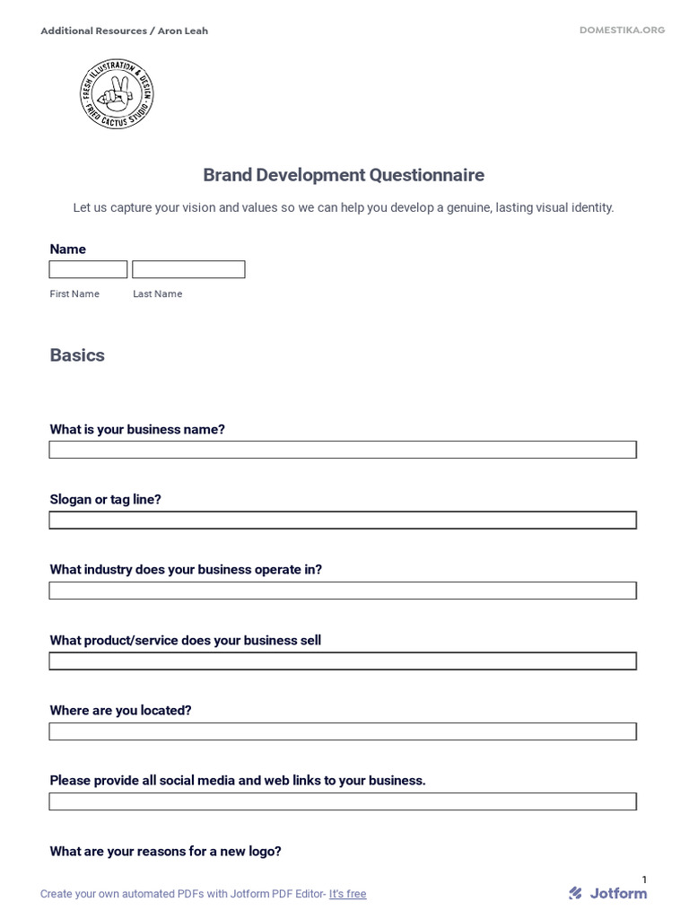 Brand Identity Questionnaire | PDF | Brand | Target Audience