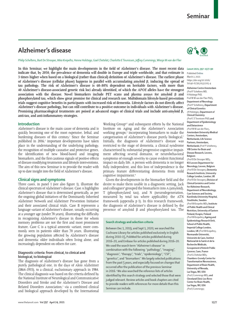 Scheltens 2021 | PDF | Alzheimer's Disease | Dementia