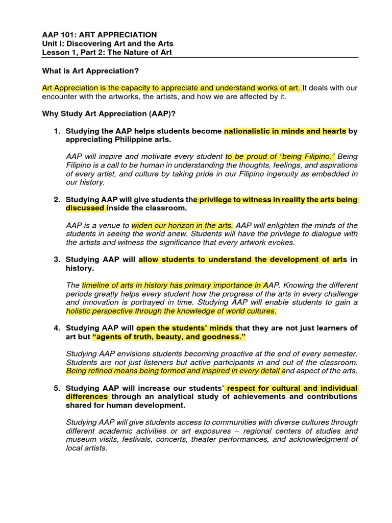 Understanding Art Appreciation Basics | PDF | Paintings | The Arts