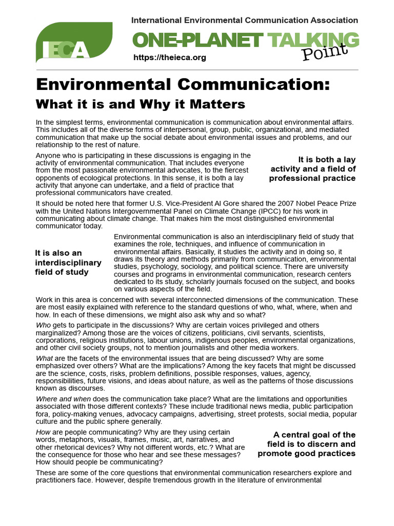 Environmental Communication What and Why | PDF | Communication | Ecology