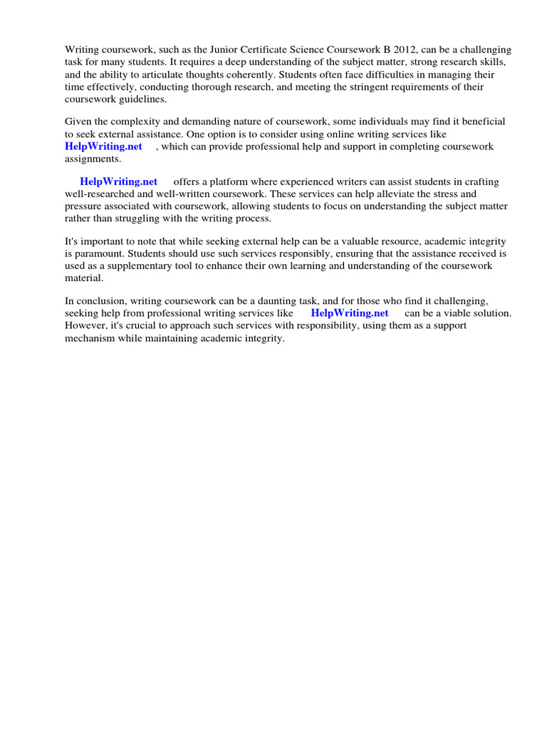 Junior Certificate Science Coursework B 2012 | PDF | Science & Mathematics