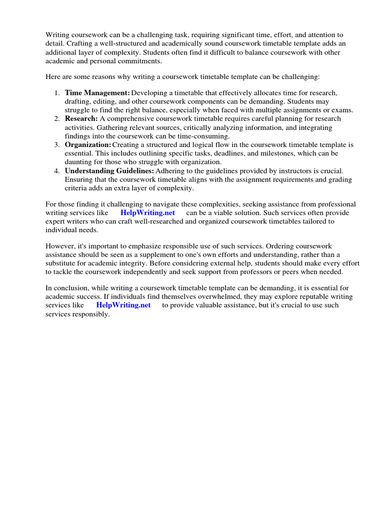 Coursework Timetable Template | PDF | Academic Term | Page Layout