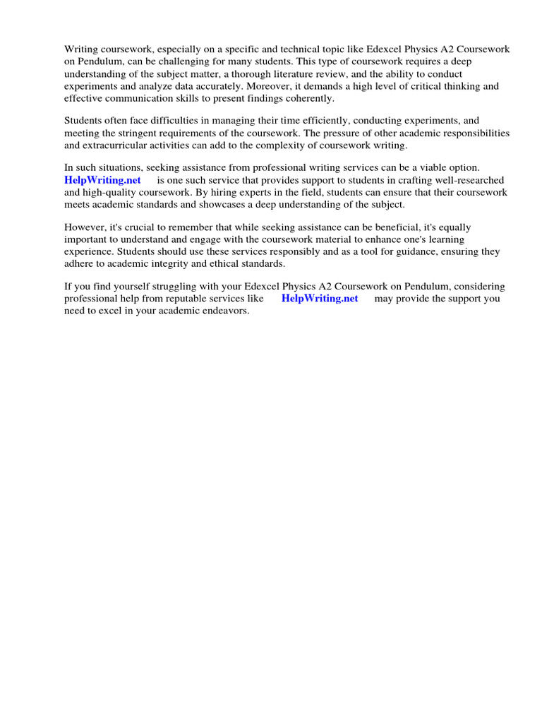 Edexcel Physics A2 Coursework Pendulum | PDF | Pendulum | Oscillation