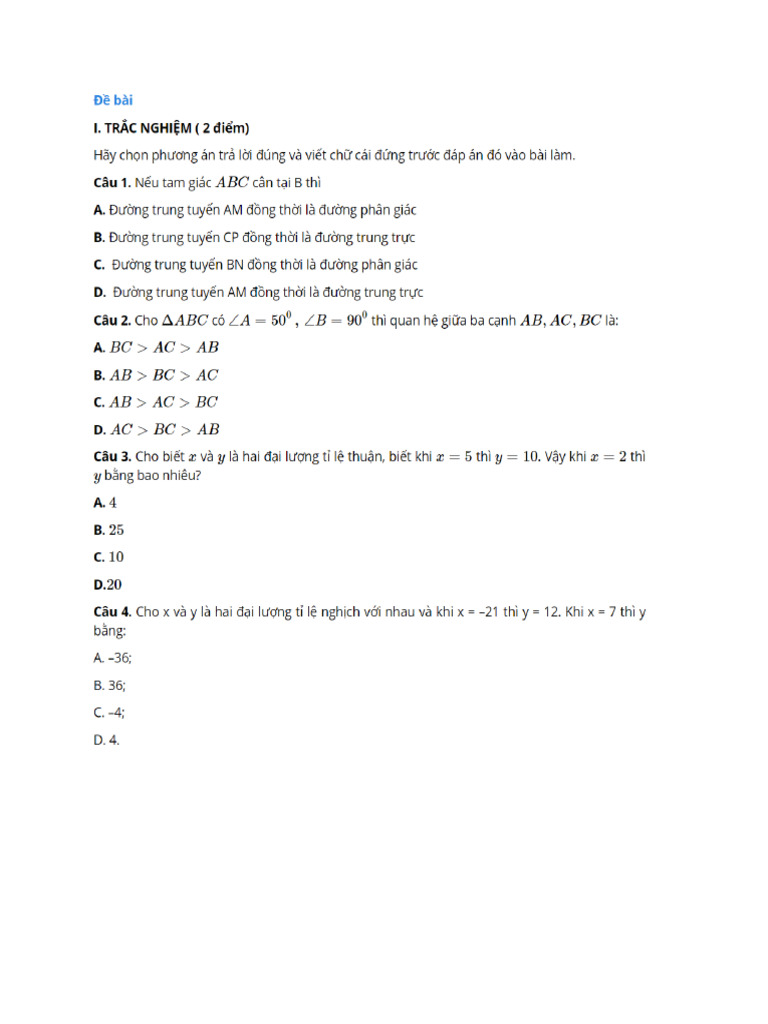 đề thi giữa hk2 | PDF