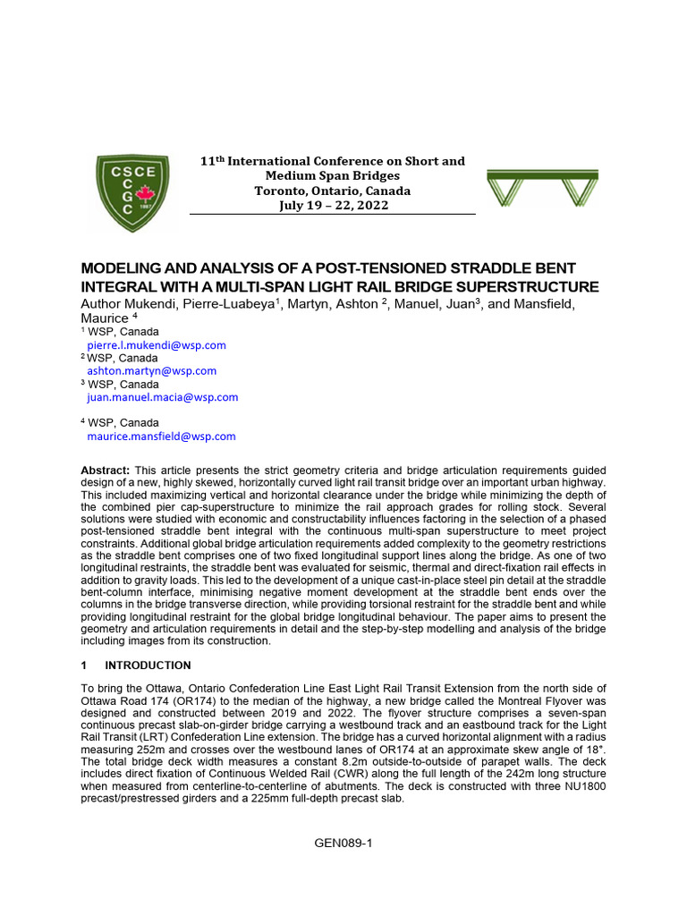 ICSMSB-Modelling and Analysis of A Post-Tensioned Straddle Bent ...