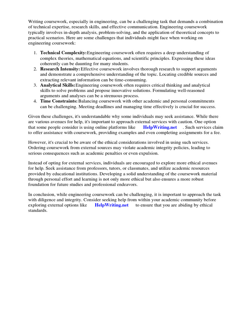 Engineering Coursework Examples | PDF | Engineering | Engineer