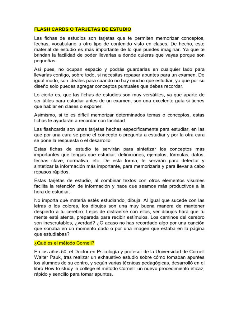Flash Cards o Tarjetas de Estudio | PDF | Tarjeta de memoria flash ...