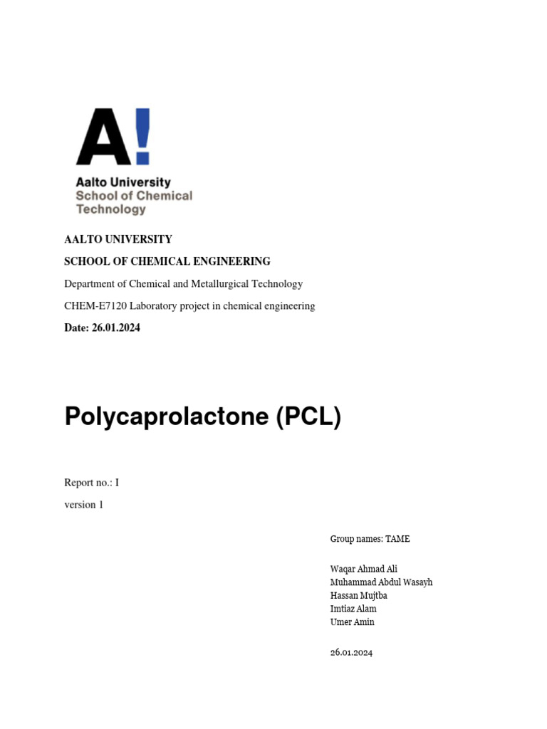 LPCE2024 Report 1 First PCL | PDF | Hazards | Polymers
