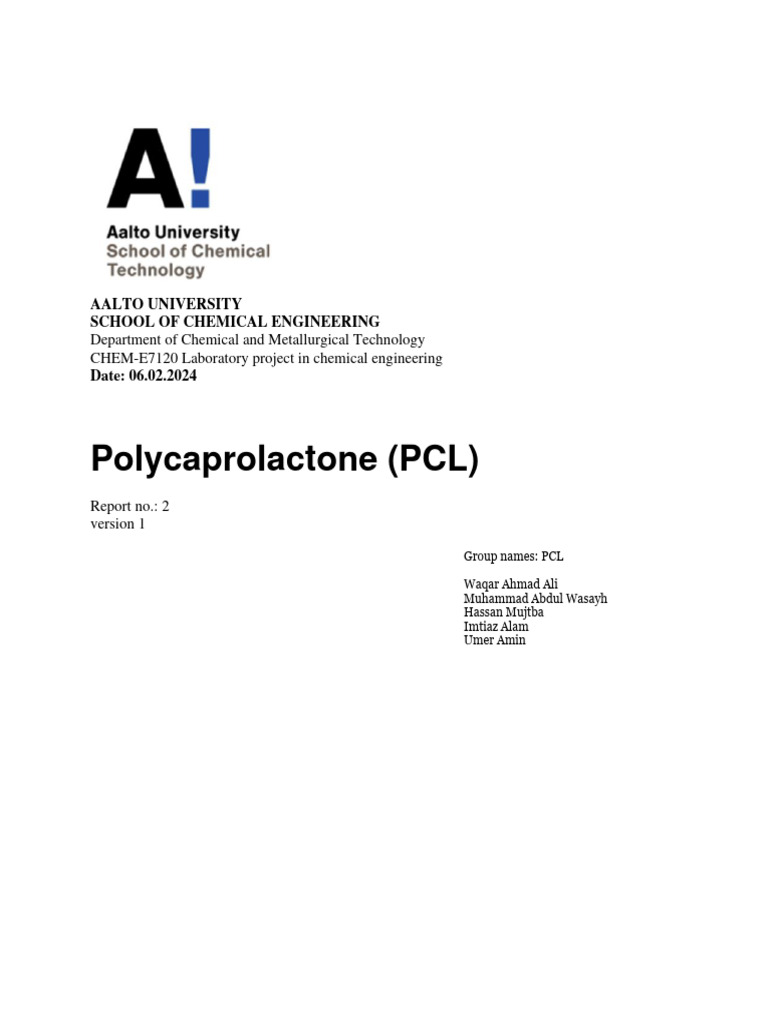 LPCE2024 Report 2 First PCL | Download Free PDF | Polymers | Polymerization