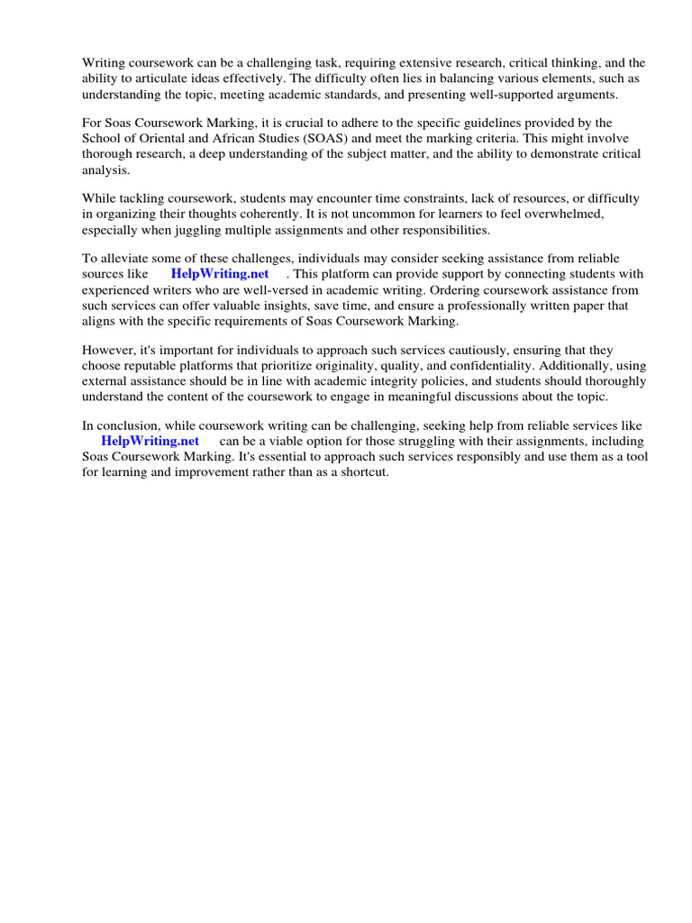 Soas Coursework Marking | PDF | Academic Degree | Thought