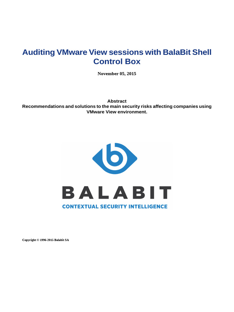BalaBit Auditing WMware View Sessions With Shell Control Box | PDF ...