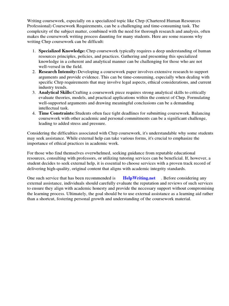 CHRP Coursework Requirement | PDF