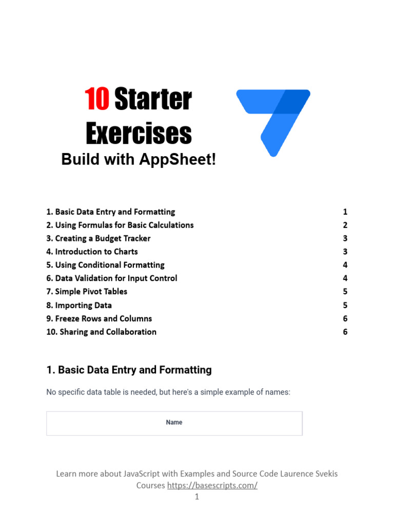 10 App Sheet Exercises | PDF | Spreadsheet | Computer Programming