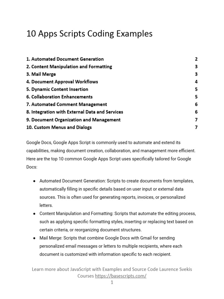 10 Apps Scripts For Docs | PDF | Scripting Language | Dynamic Web Page