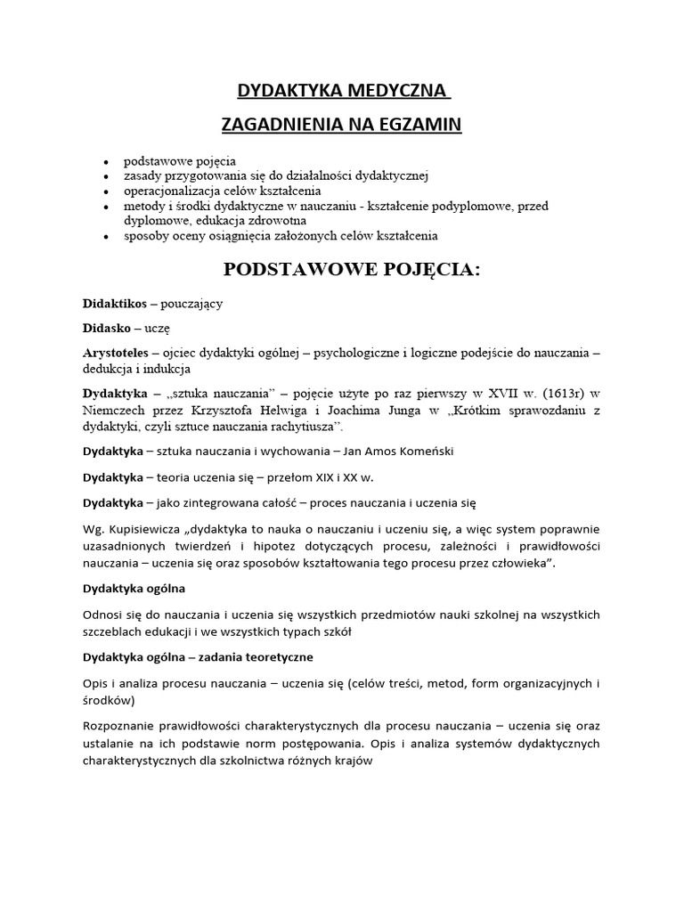 Dydaktyka Medyczna 2 | PDF