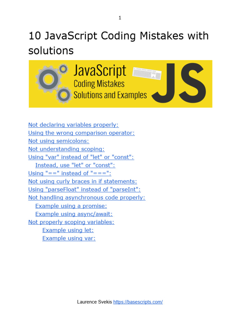 10 JS Coding Mistakes | PDF | Scope (Computer Science) | Java Script