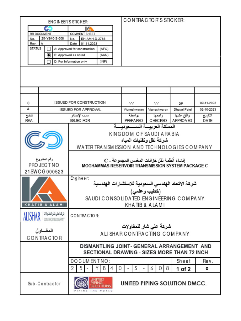 Contractor'S Sticker:: Kingdom of Saudi Arabia Water Transmission and Technologies Company ...
