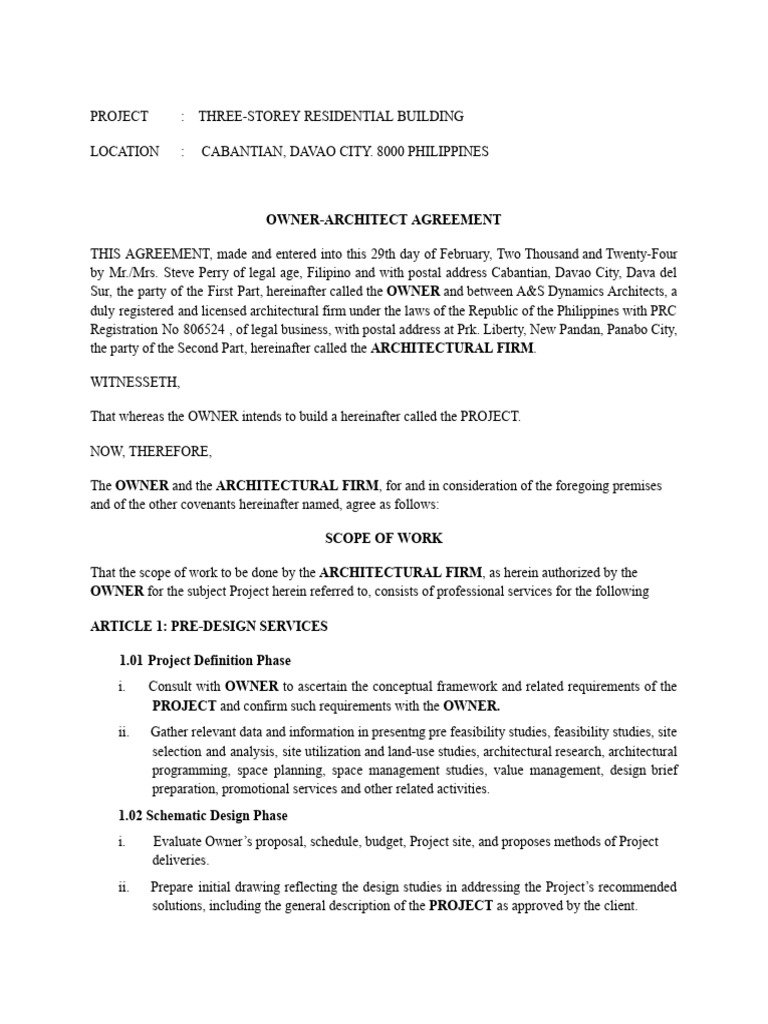 Sample Arch Contract | PDF | Feasibility Study | Business