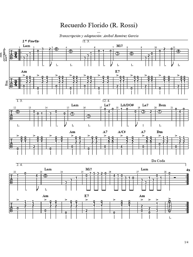 Recuerdo Florido (Tablatura) | PDF