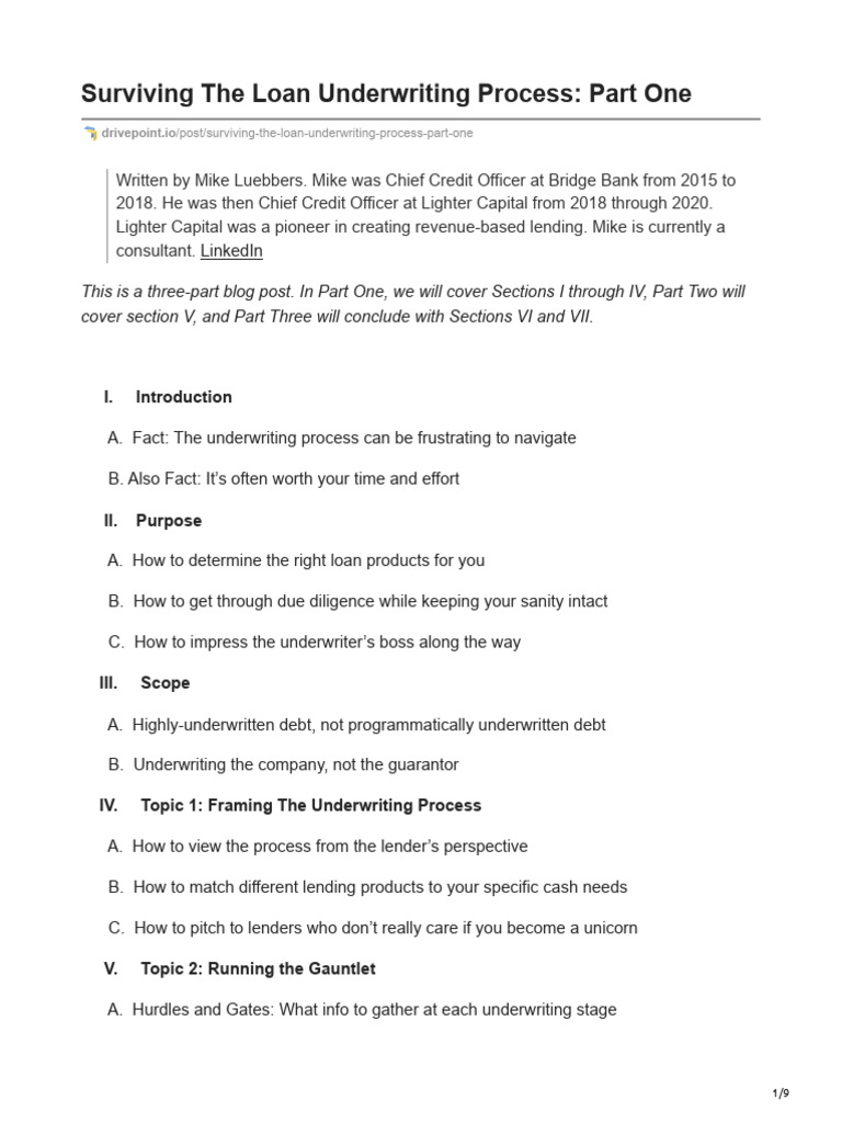 REF - Loan Underwriting Process 1 | PDF | Loans | Underwriting