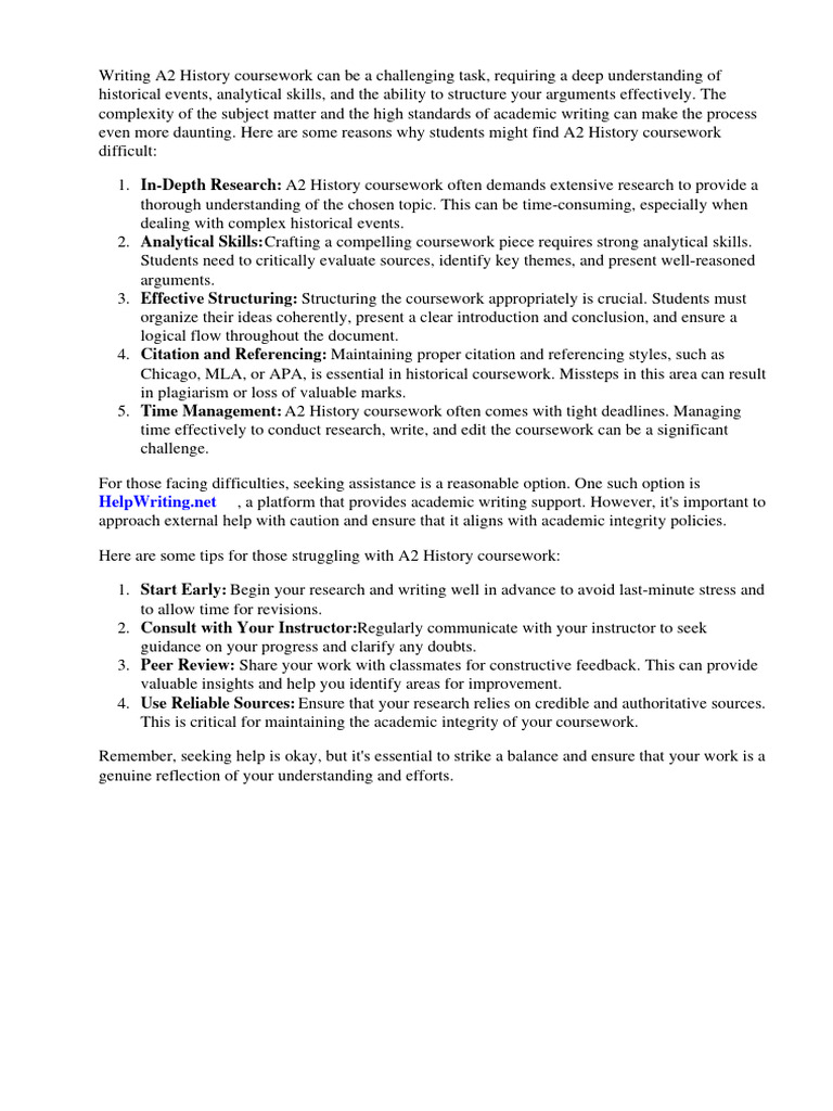 How to Structure a2 History Coursework | PDF | Argument | Primary Sources