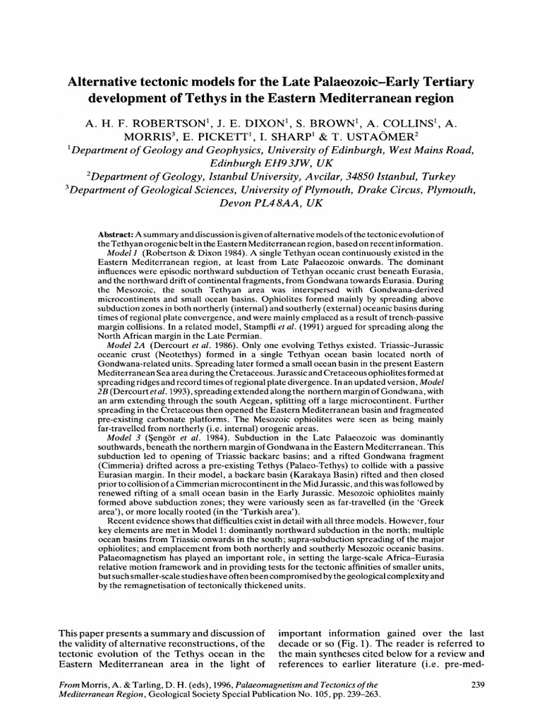 Alternative Tectonic Models For The Late Palaeozoic-Early Tertiary ...