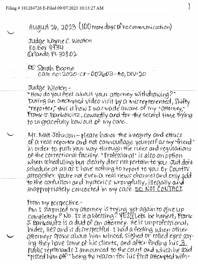 Aug 26, 2023 Sarah Boone Letter | PDF