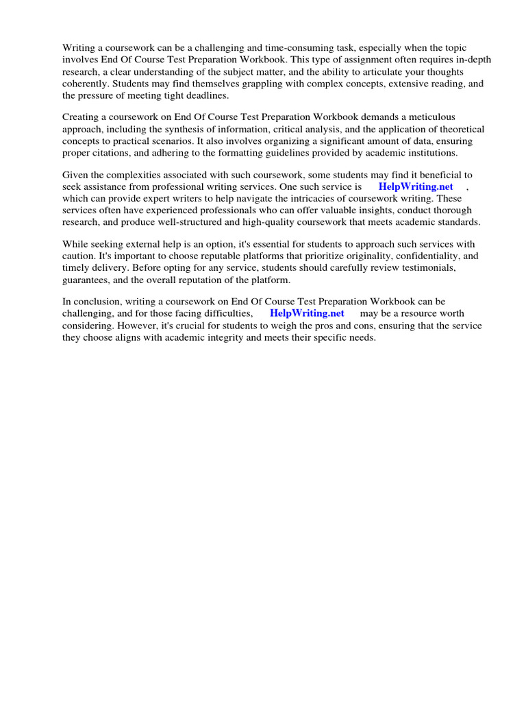 End of Course Test Preparation Workbook | PDF