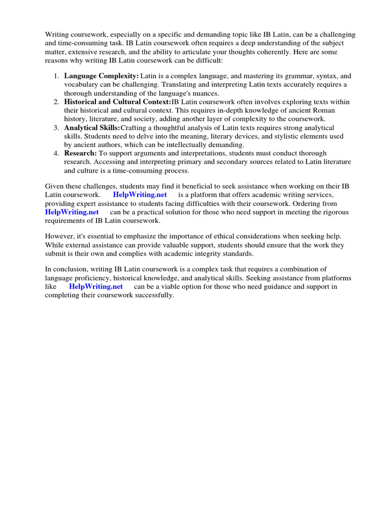 Ib Latin Coursework | PDF | Latin | Human Communication