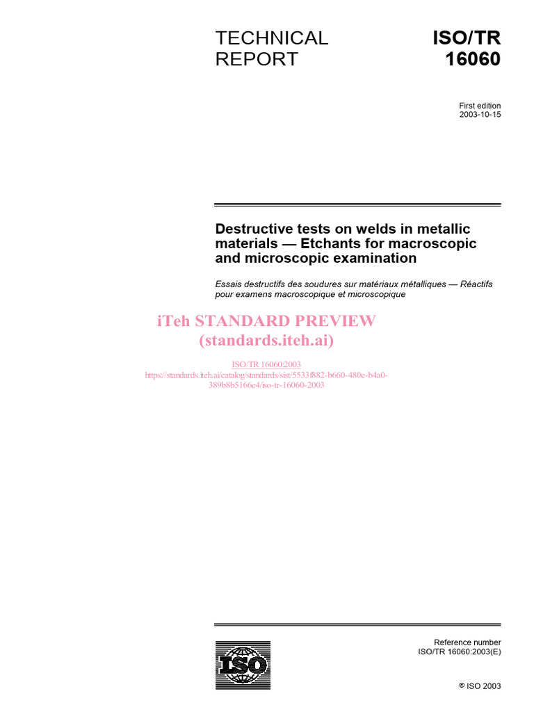 Iso TR 16060 2003 | PDF | International Organization For ...
