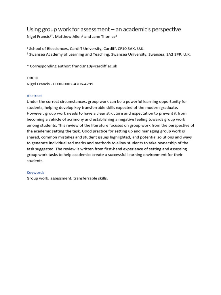 Enhancing Student Learning Through Group Work | PDF | Learning | Thought