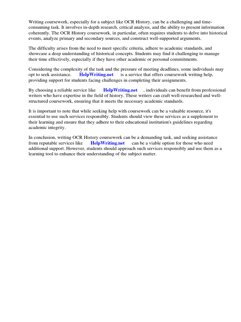 Ocr History Coursework Deadline | PDF | Essays | Educational Technology