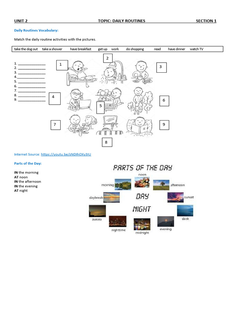 Unit 2 Topic: Daily Routines Section 1 | PDF | Linguistics | Languages