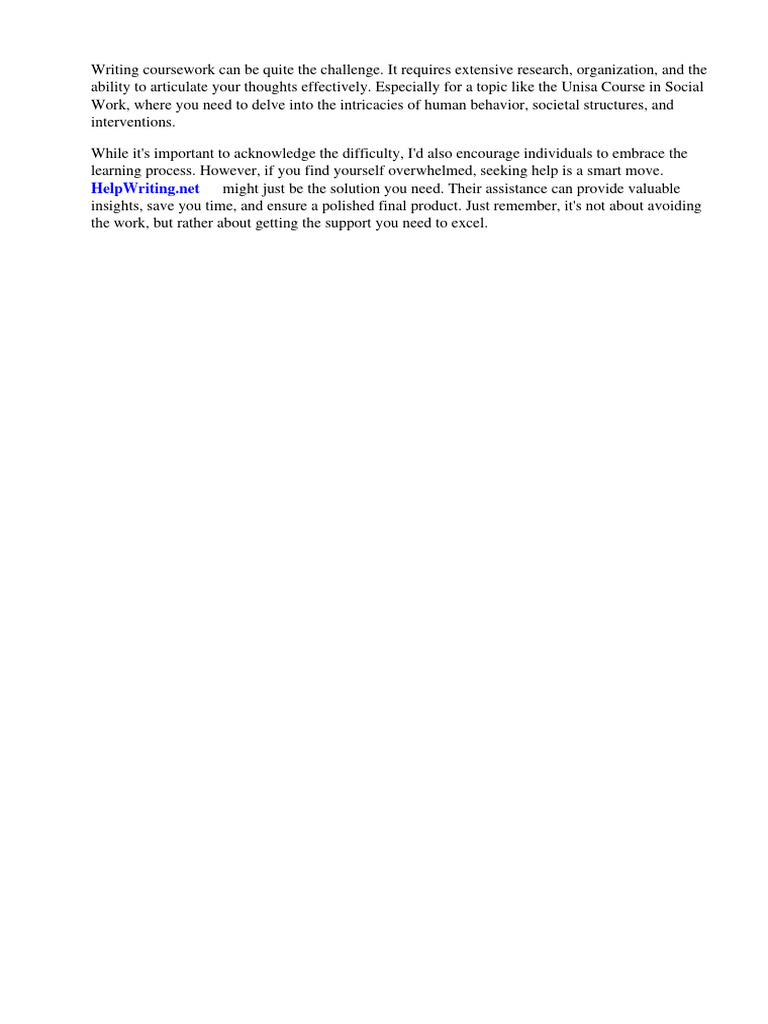 Unisa Course in Social Worker | PDF | Academic Degree | University And ...