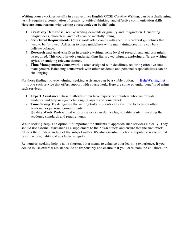 English Coursework Gcse Creative Writing | PDF | Creativity