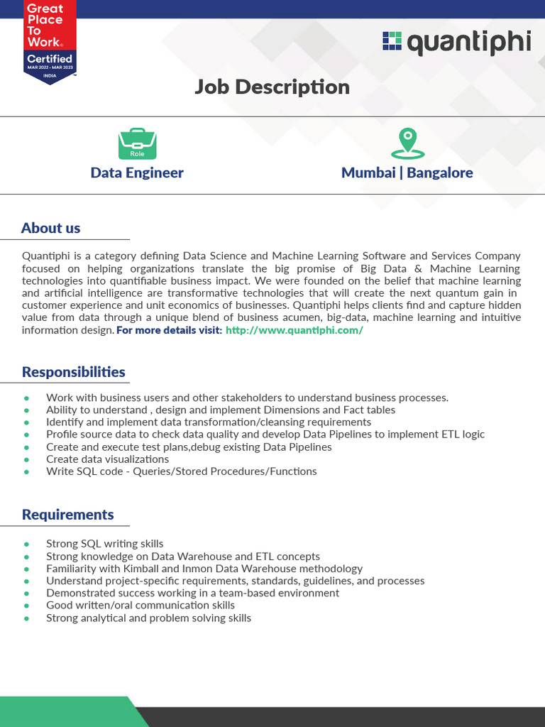JD - Data Engineer | PDF