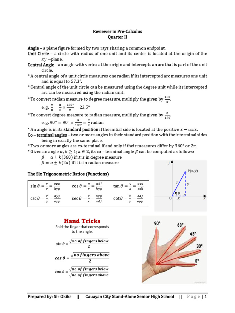 Reviewer | PDF | Trigonometric Functions | Angle
