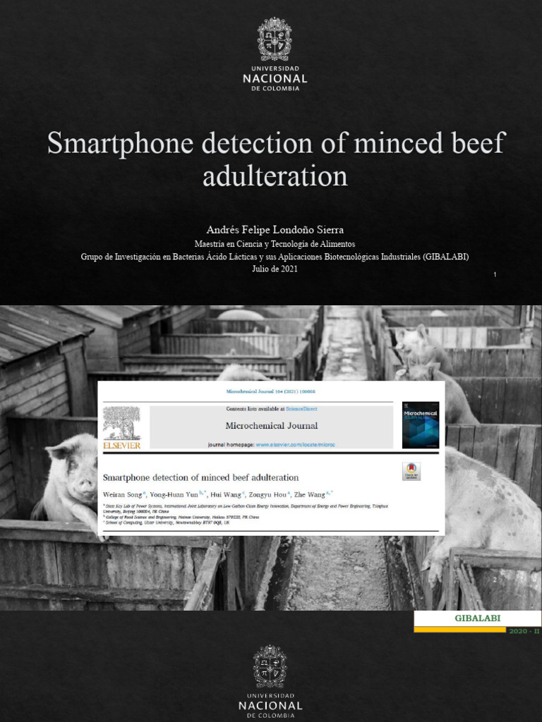 Expo Smartphone Detection of Minced Beef Adulteration | PDF | Carne | Ciencias fisicas