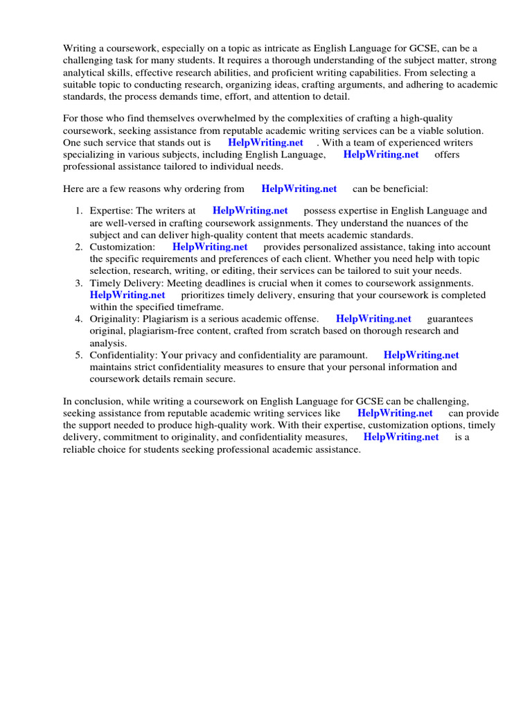English Language Coursework Ideas Gcse | PDF