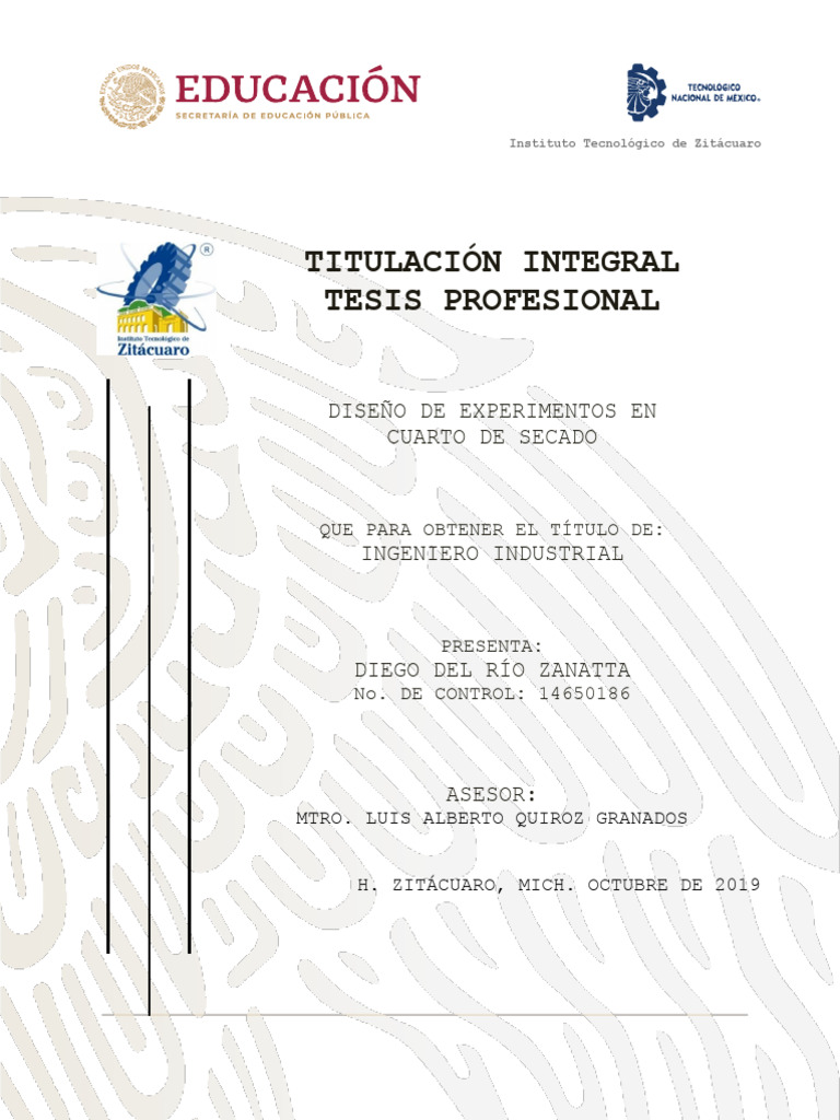 Diseño De Experimentos En Cuarto De Secado Pdf Calidad Comercial